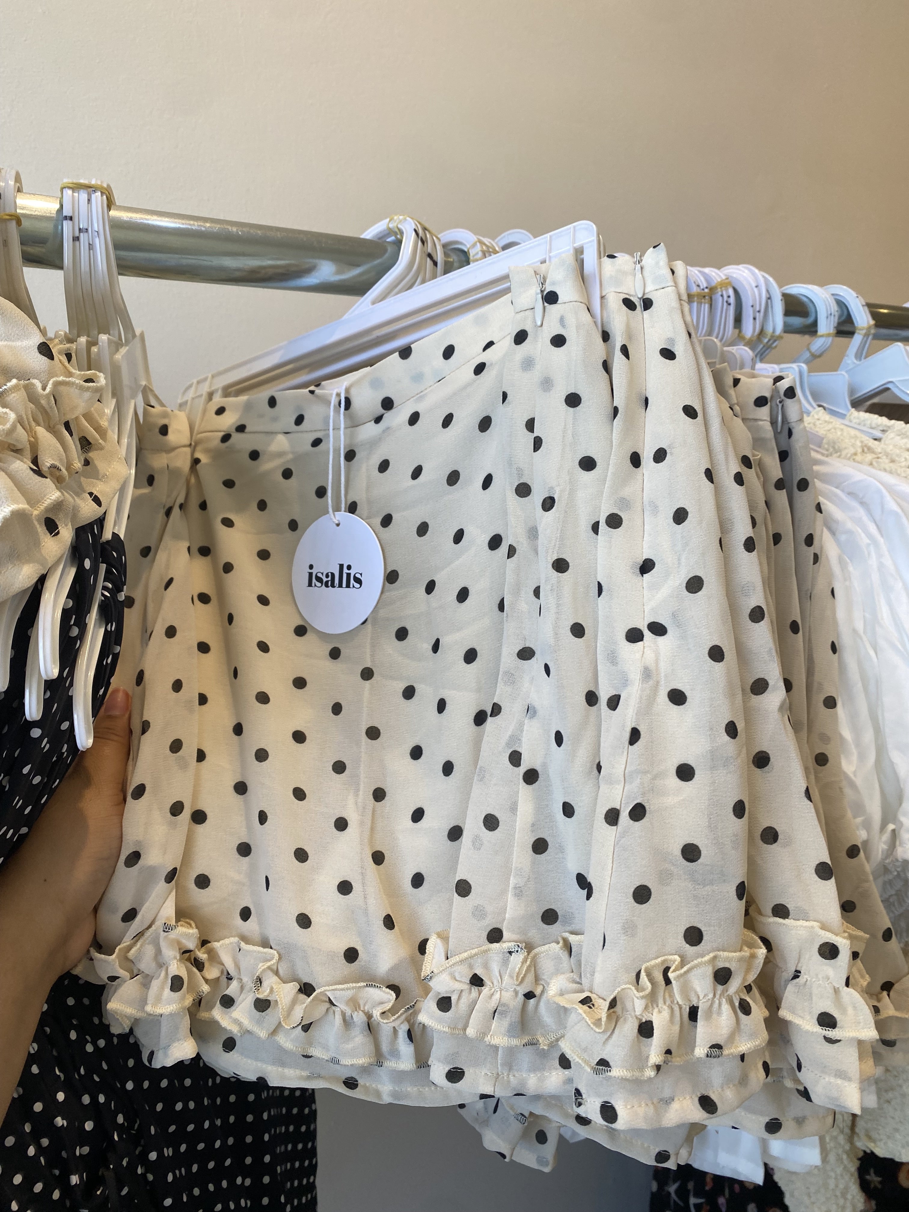 Nyah Mini Skort in Cream Polka Dot – Isalis