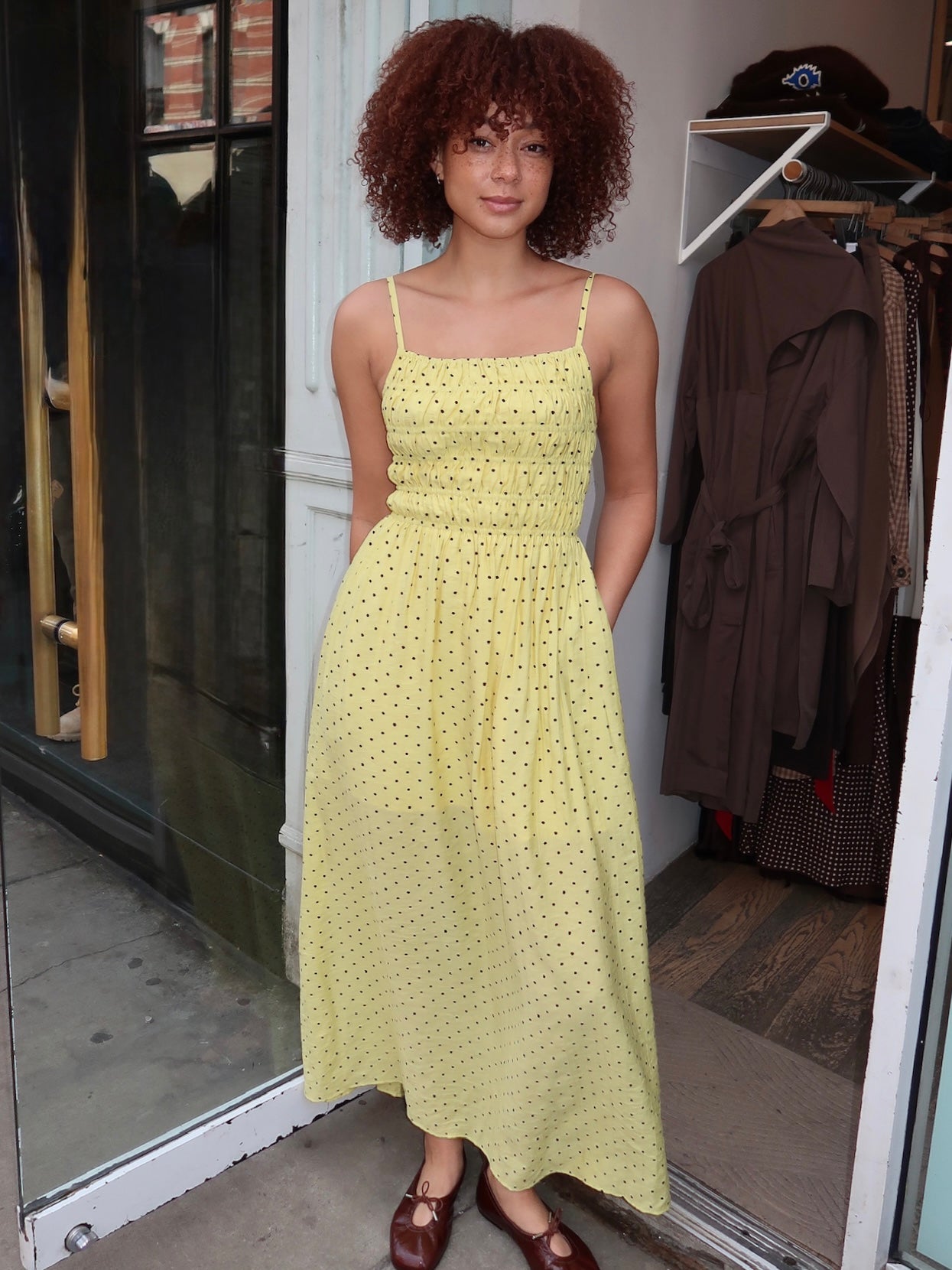 Ulma Maxi Dress in Yellow Dot – Isalis
