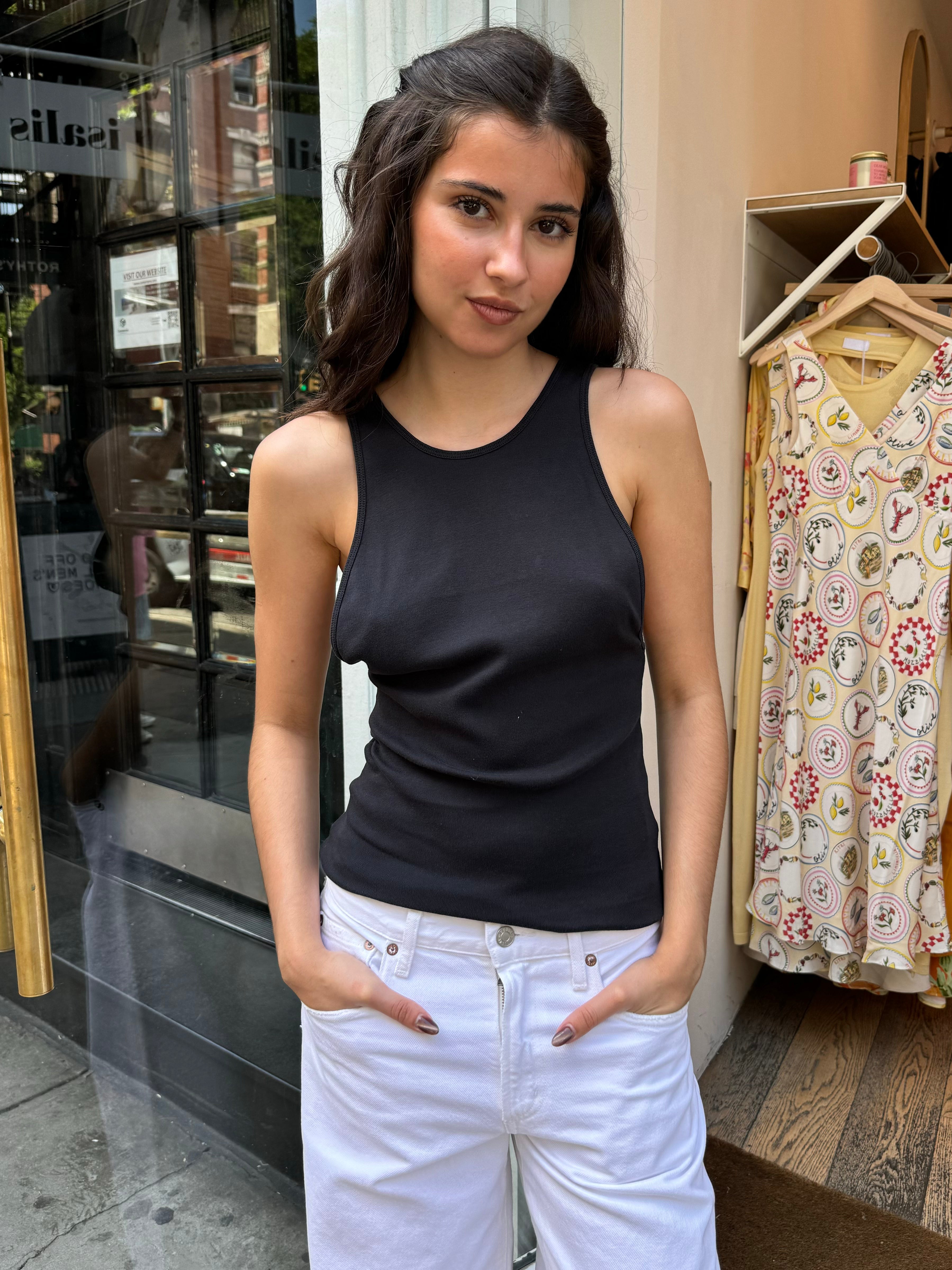 Organic Cotton V Back Tank in Black – Isalis