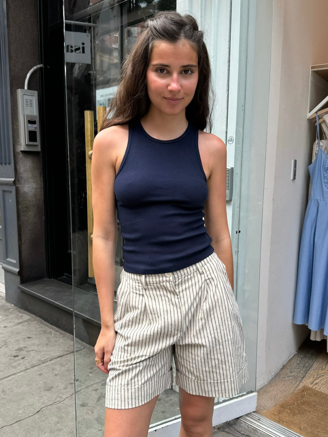 Rib Tank in Navy – Isalis